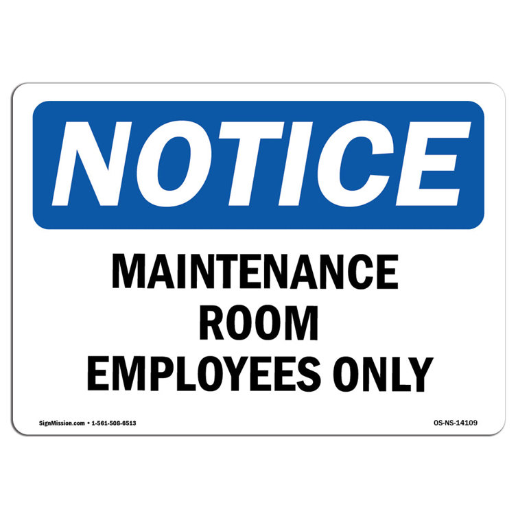 SignMission Maintenance Room Employees Only Sign | Wayfair