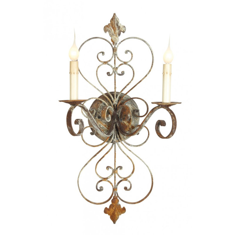 ellahome Fleur De Lis 2-Light Candle Wall Light | Perigold