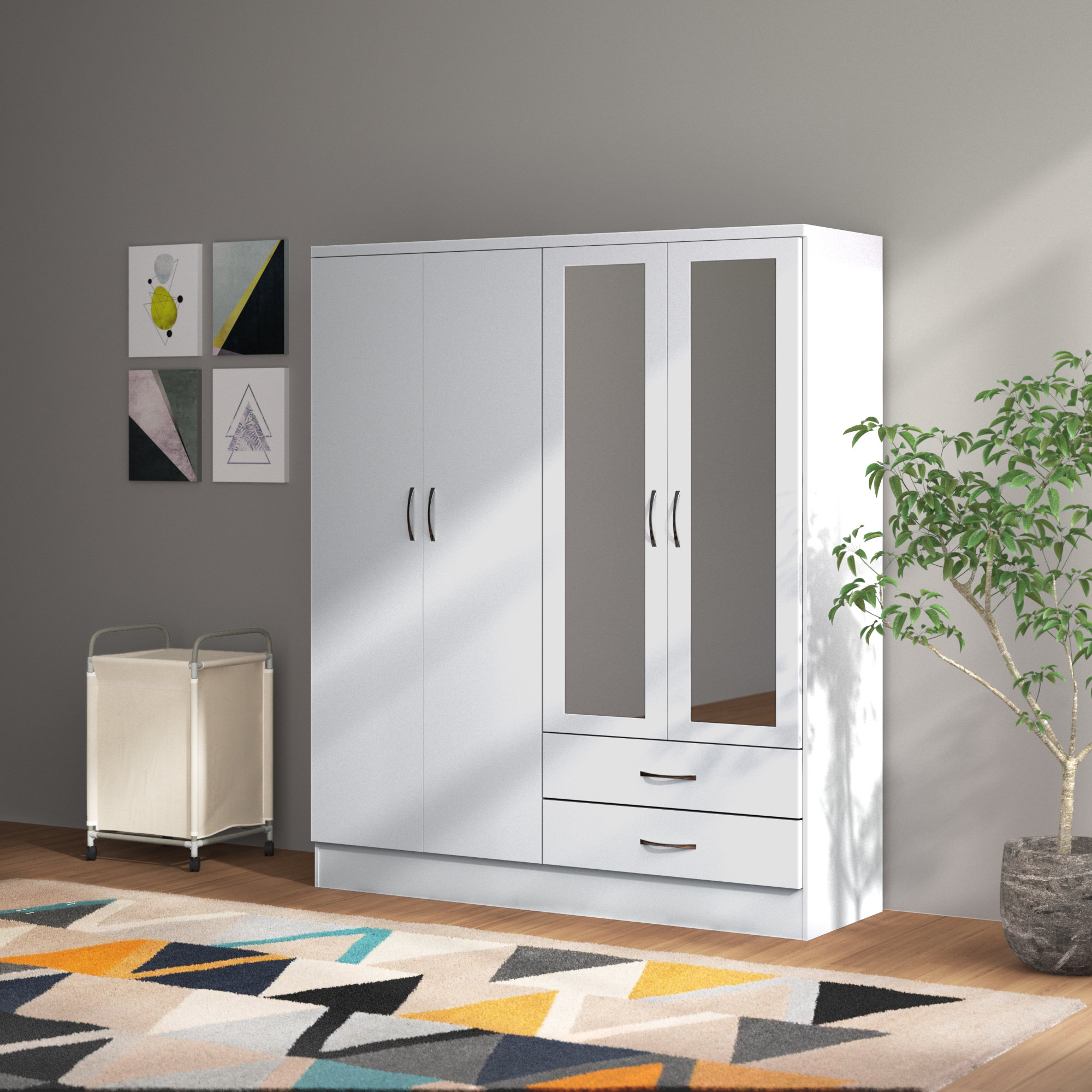 Zipcode Design Cascio 4 Door Manufactured Wood Wardrobe & Reviews ...