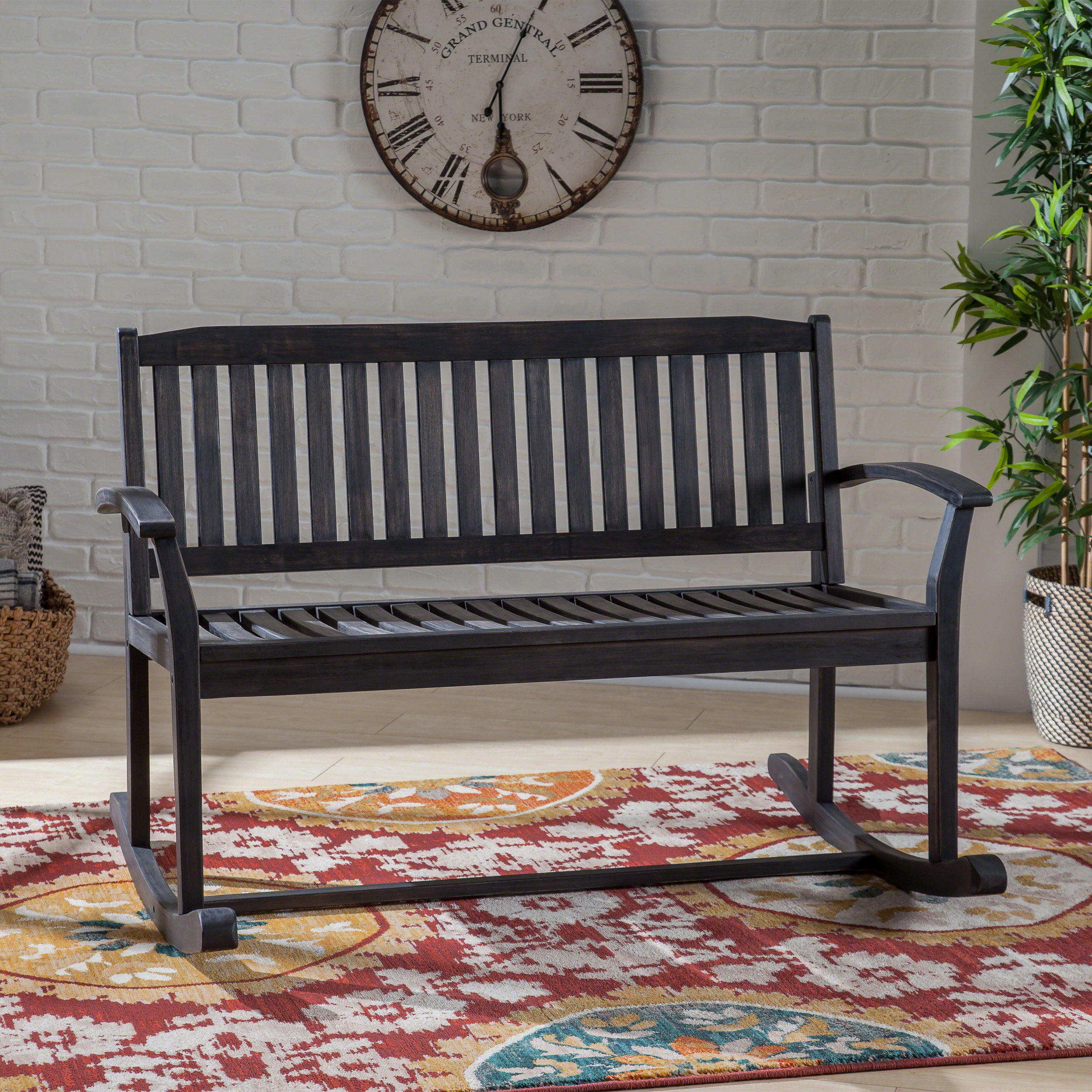 August Grove® Outdoor Candleick Rocking Solid Wood Bench & Reviews ...