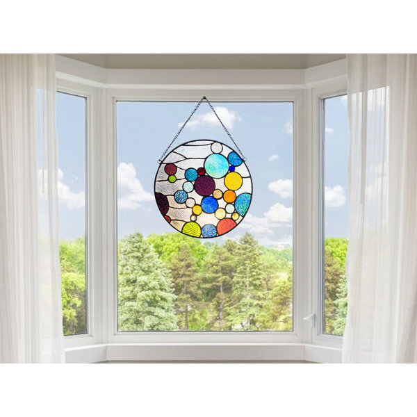 Ebern Designs Bubbles Stained Glass Window Panel | Wayfair