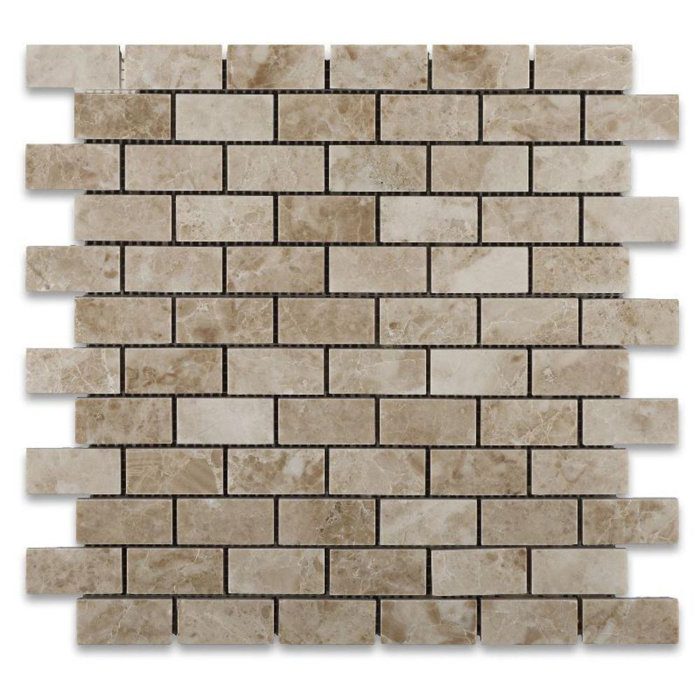 Tile & Mosaic Depot 1" x 2" Marble Brick Joint Mosaic Wall & Floor Tile ...