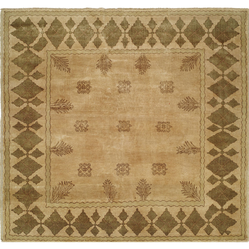 Wildon Home® Oriental Hand Knotted Wool Beige/Brown Area Rug | Wayfair