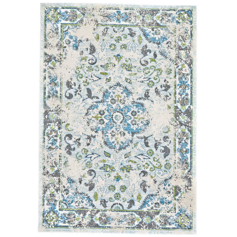 Feizy Oriental Cream/Blue/Green Area Rug & Reviews | Perigold