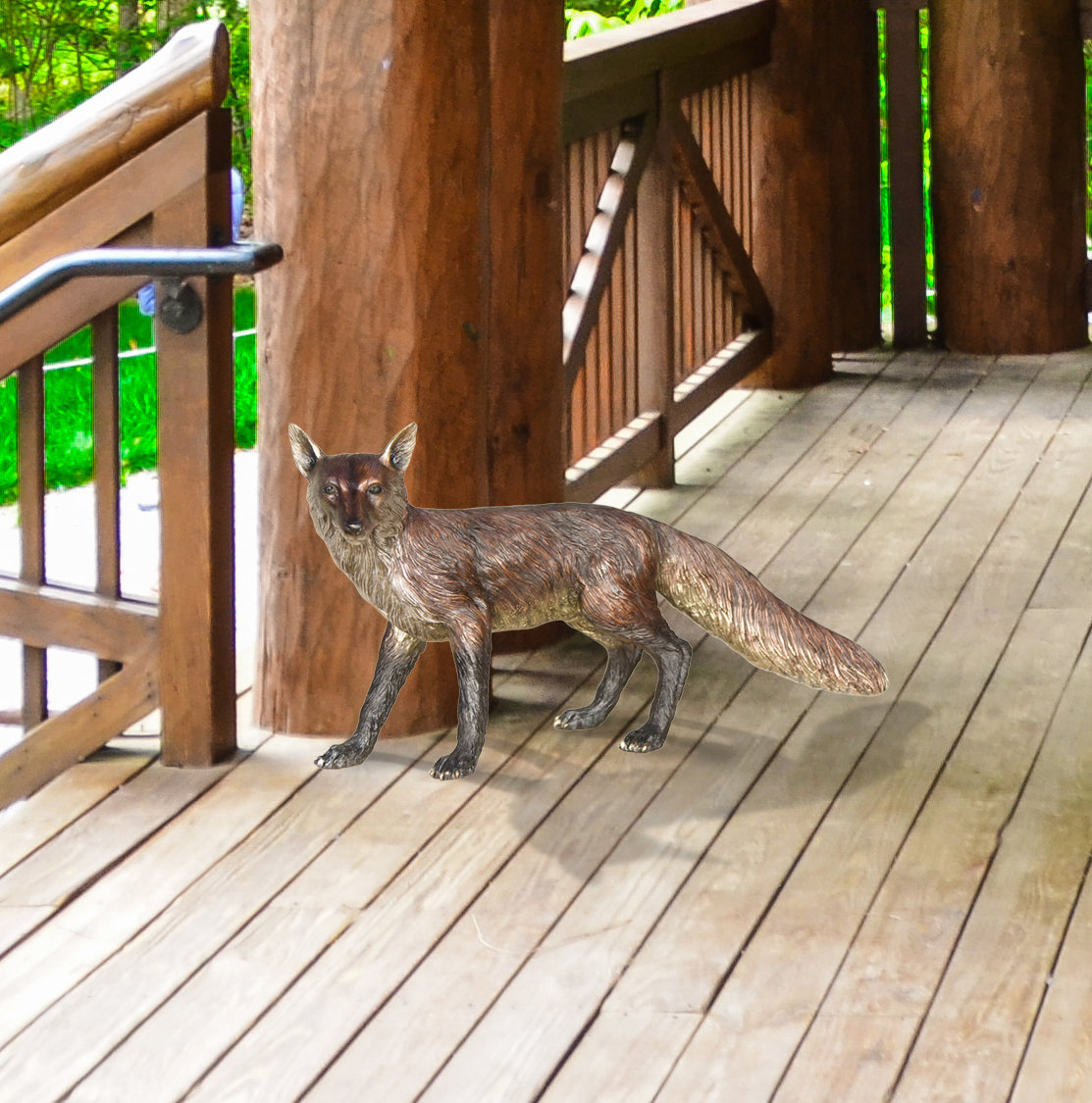 Loon Peak® Duddy Bronze Standing Fox Statue | Wayfair