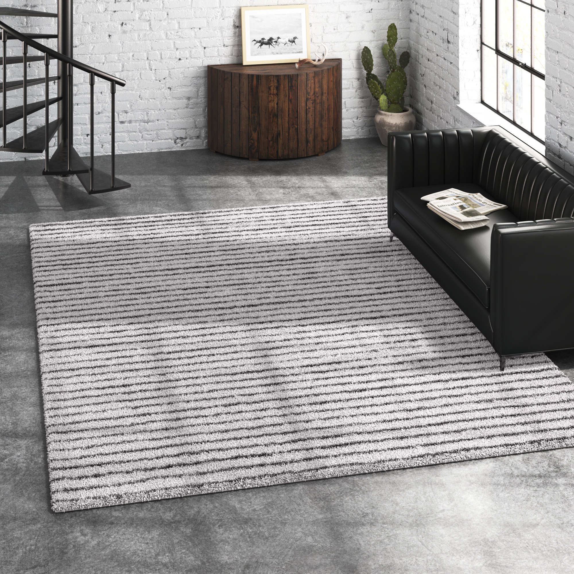 Steelside™ Shawn Flatweave Performance Gray/Dark Gray Rug | Wayfair