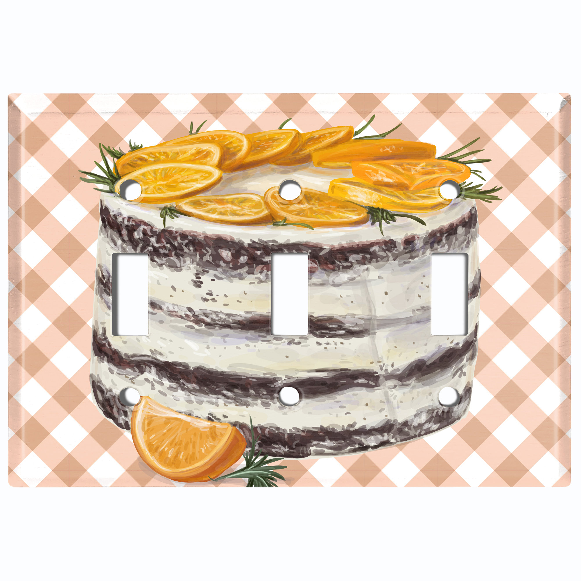WorldAcc Layered Chocolate Orange Cake Metal 3-Gang Toggle Light Switch ...