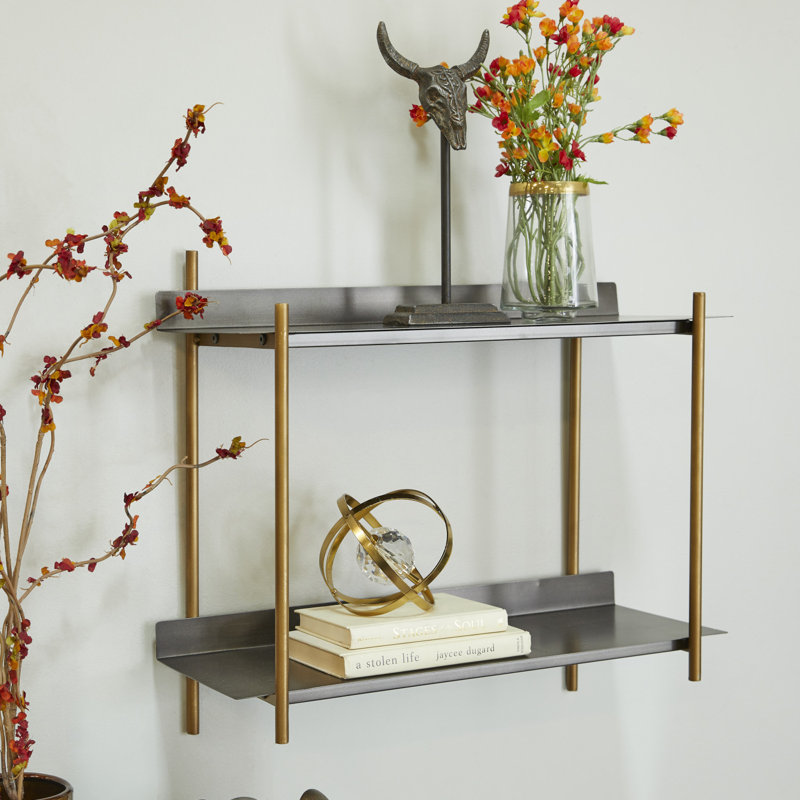 Etta Avenue™ Montmarte 2 Piece Metal Tiered Shelf with Hooks | Wayfair