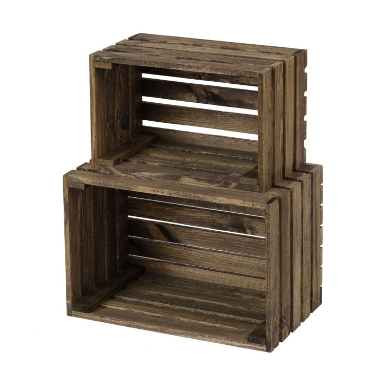 Millwood Pines Hyacinth 2 Piece Solid Wood Crate Set | Wayfair
