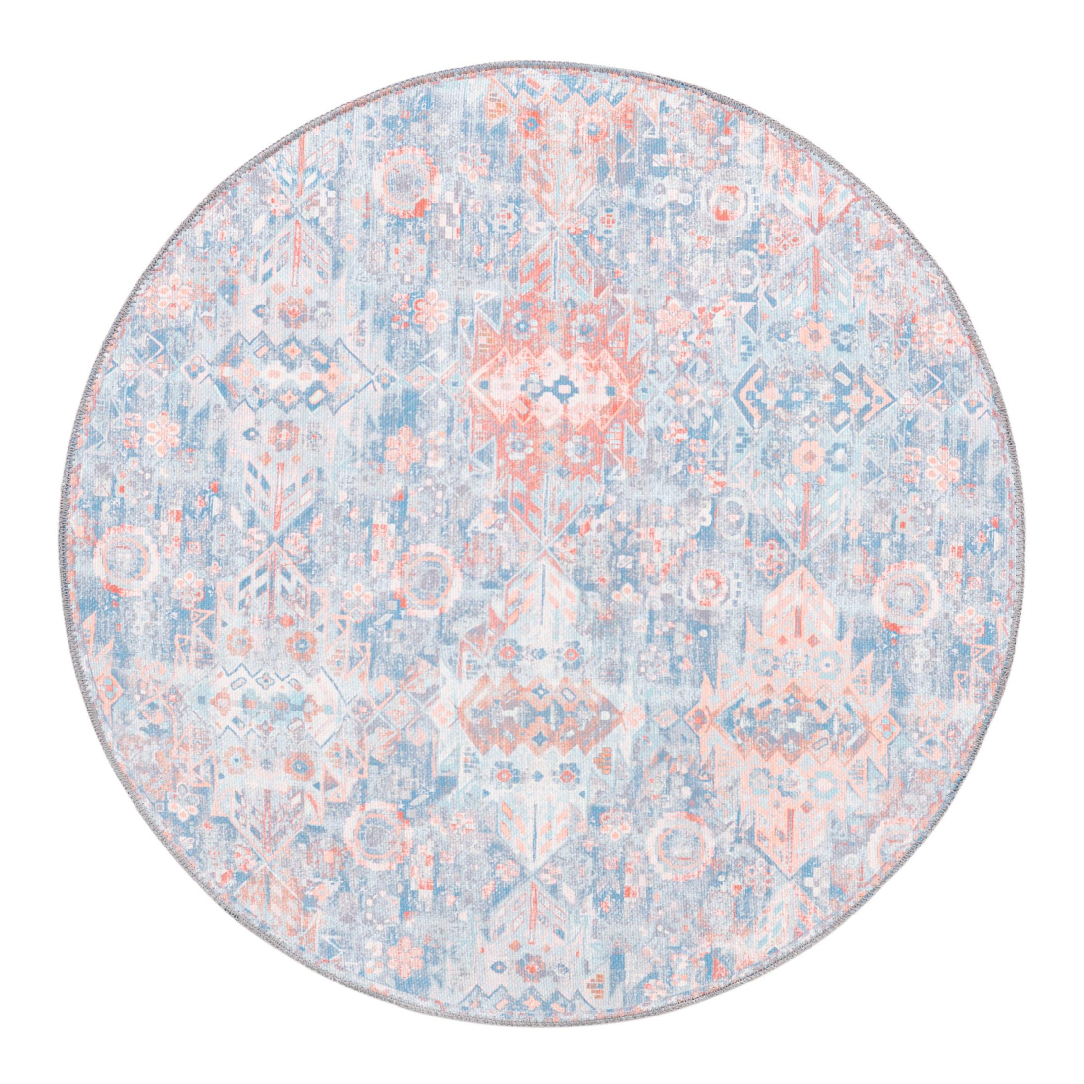 Bungalow Rose Round Niobe Area Rug in Blue | Wayfair
