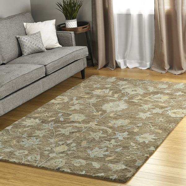 Charlton Home® Aileigh Hand-Tufted Wool Brown/Green Area Rug & Reviews ...