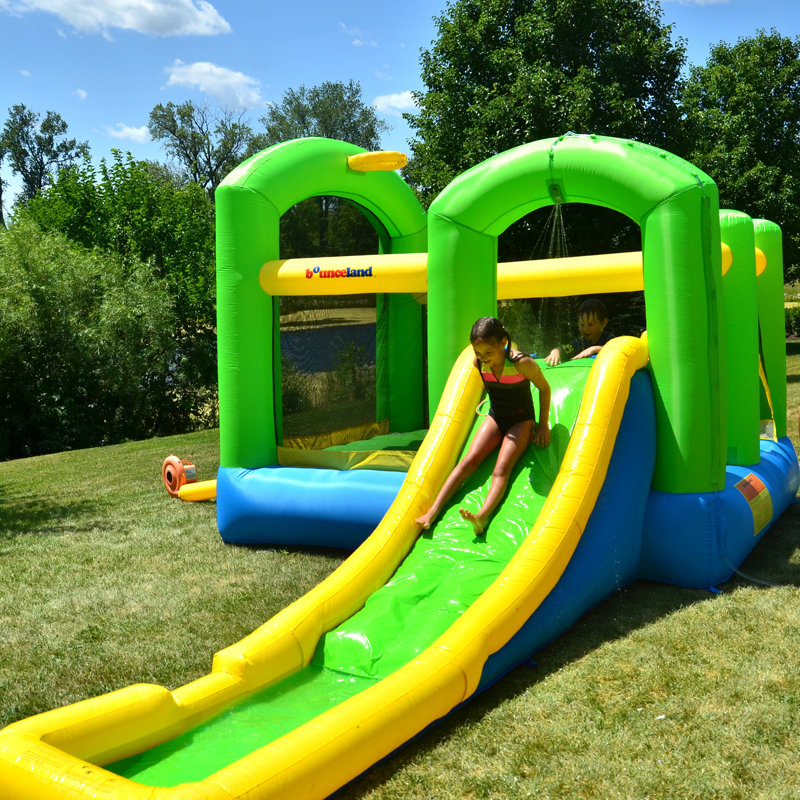 Bounceland 11.5' x 19' Bounce House with Water Slide and Air Blower ...