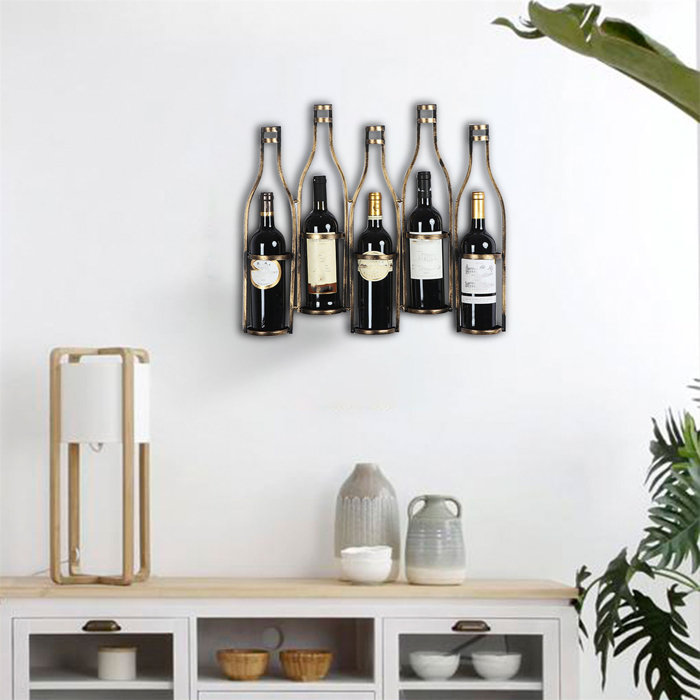 17 Stories Knolan 5 Bottle Wall Mounted Wine Bottle Rack in Bronze ...