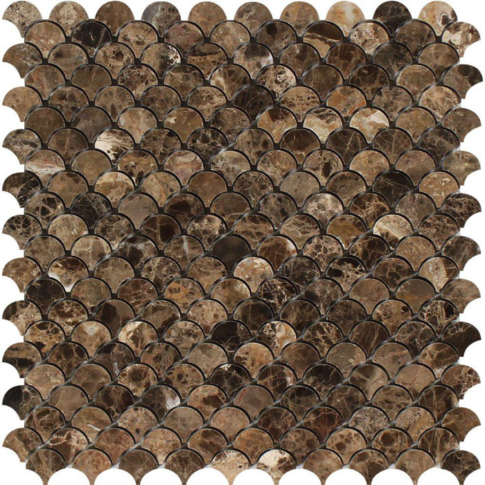 Meraki European 12" x 12" Marble Fish Scale Mosaic Wall & Floor Tile ...