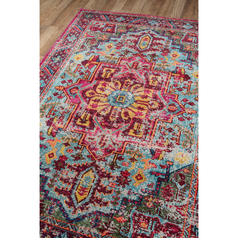 World Menagerie Haverford Oriental Pink/Blue Area Rug | Wayfair