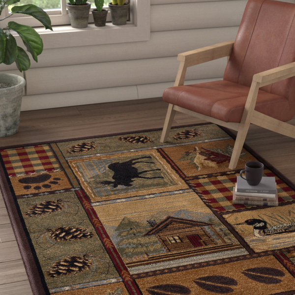 Loon Peak® Alers Area Rug in Brown/Red/Green & Reviews | Wayfair