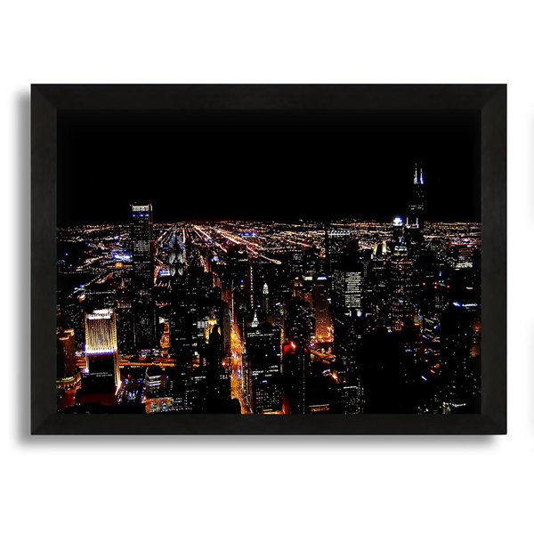 Brayden Studio Ariel View Of The Night City - Picture Frame Photograph ...