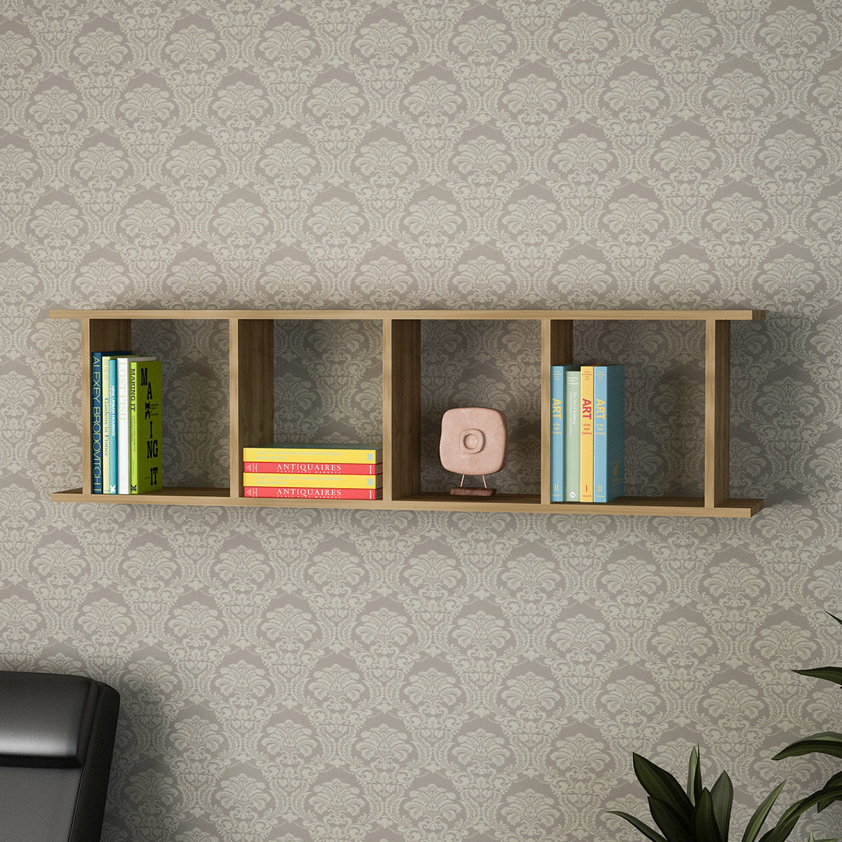 East Urban Home 14.41'' H x 47.24'' W Floating Bookcase | Wayfair