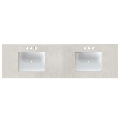Magickwoods 67 In. W X 22 In. D Cultured Marble Rectangular Undermount ...