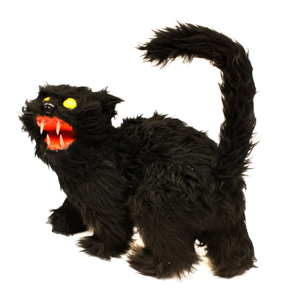 The Holiday Aisle® Stuffed Hissing Angry Black Cat Halloween Horror ...