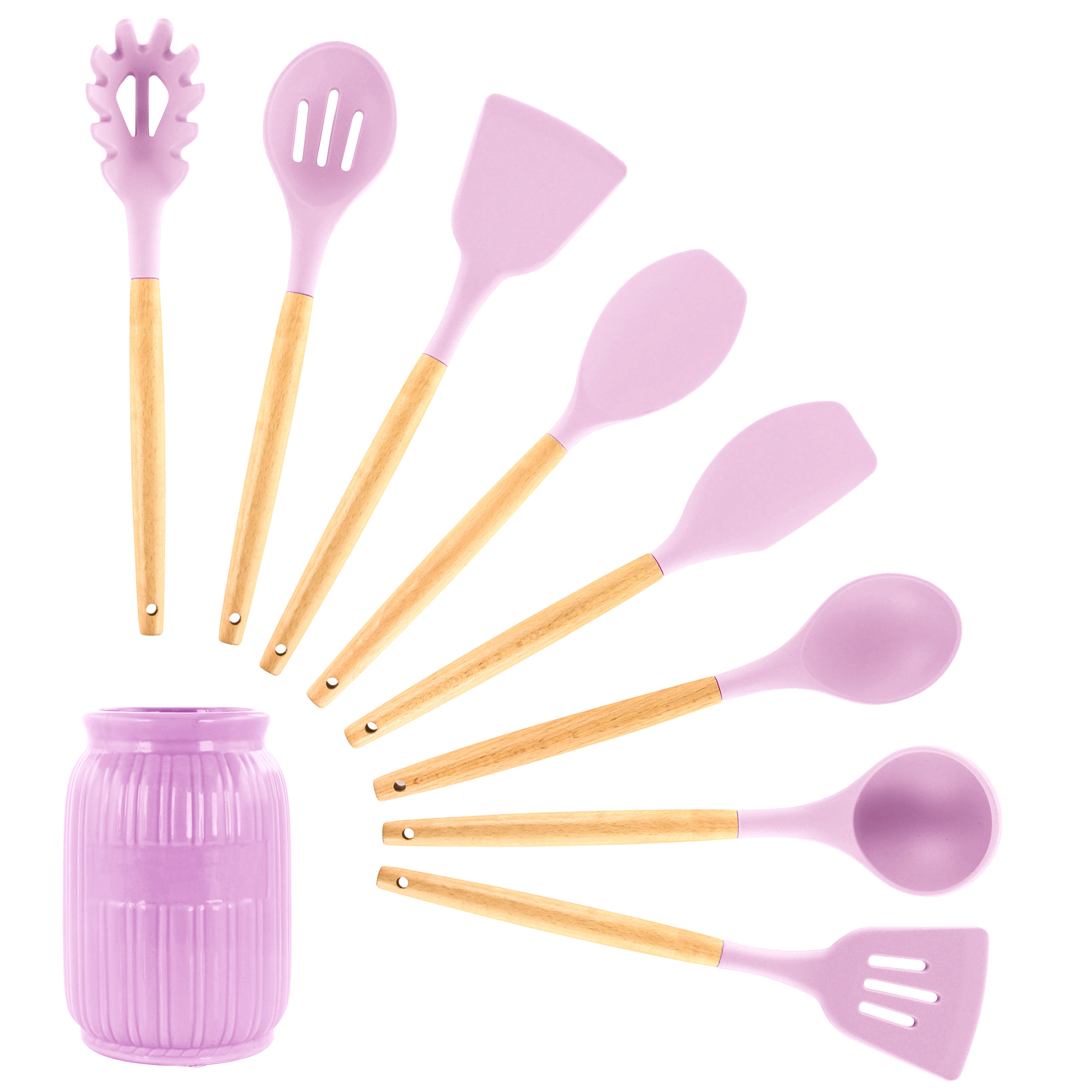 Mega Chef 9-Piece Silicone and Wood Assorted Kitchen Utensil Set ...