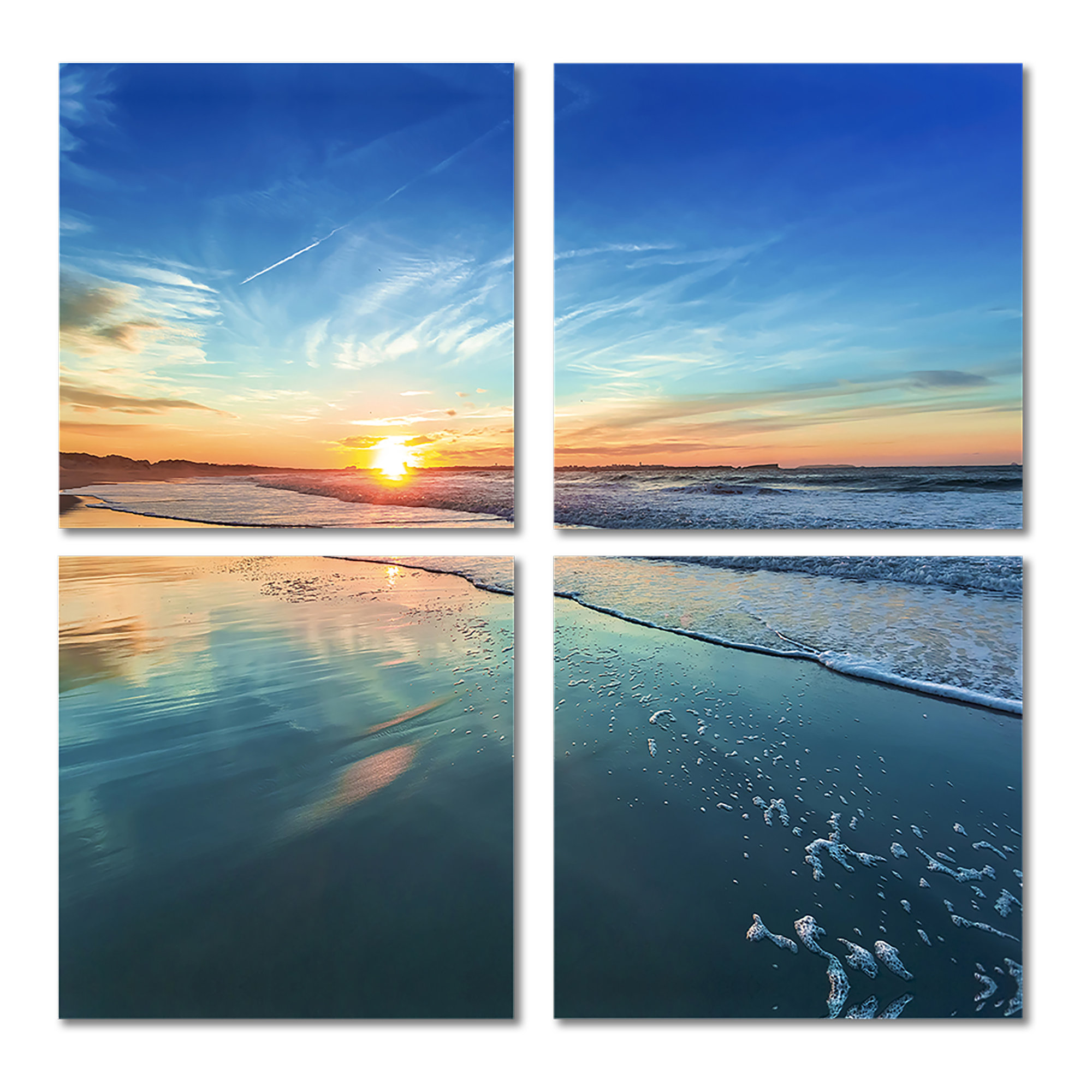Rosecliff Heights Blue Seashore With Distant Sunset - 4 Piece Wrapped ...