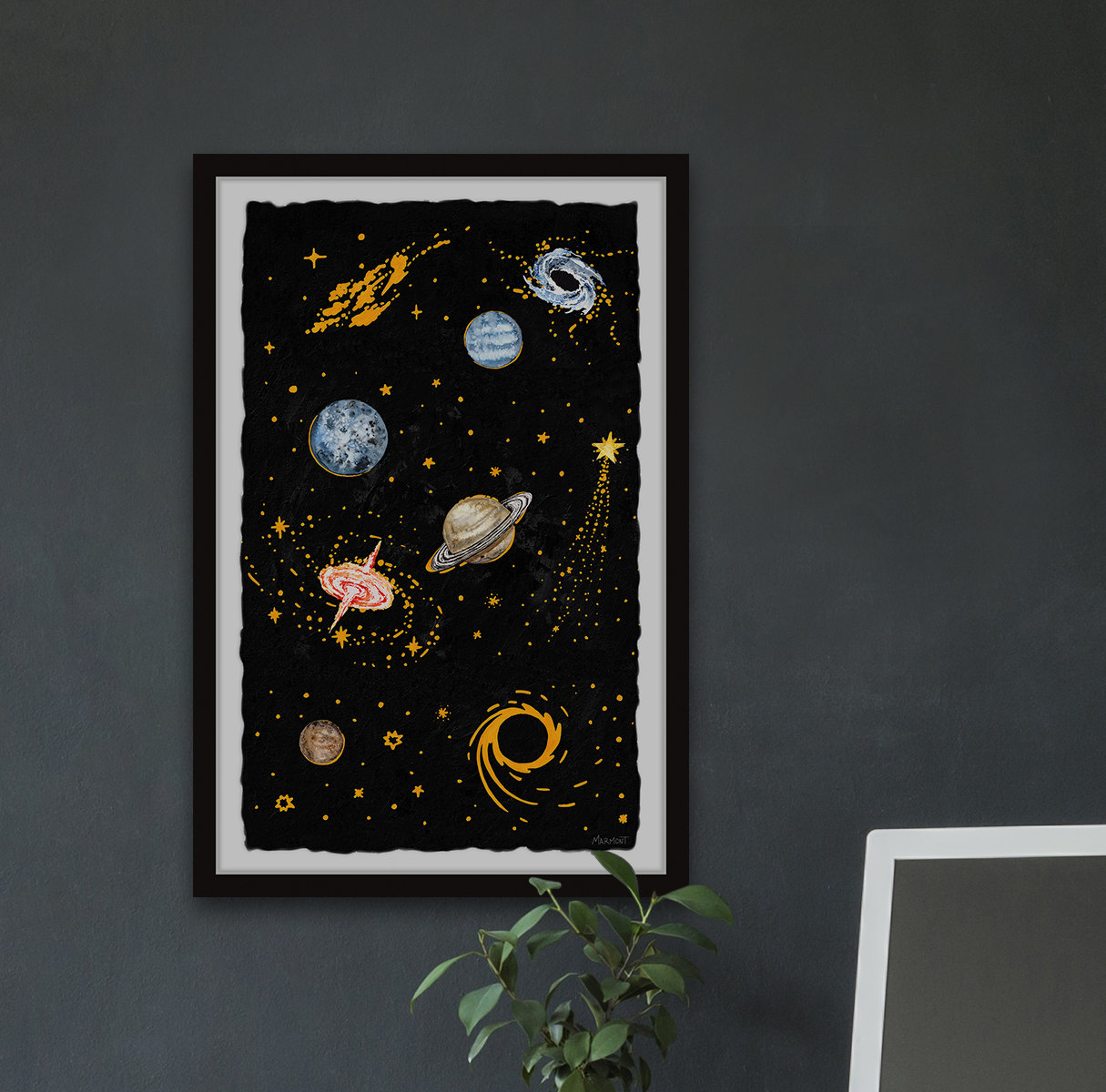 Zoomie Kids Dark Outer Space - Picture Frame Graphic Art | Wayfair
