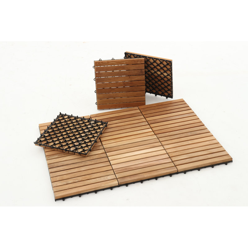 NordicStyle 11.8" x 11.8" Teak Interlocking Deck Tile in Natural ...