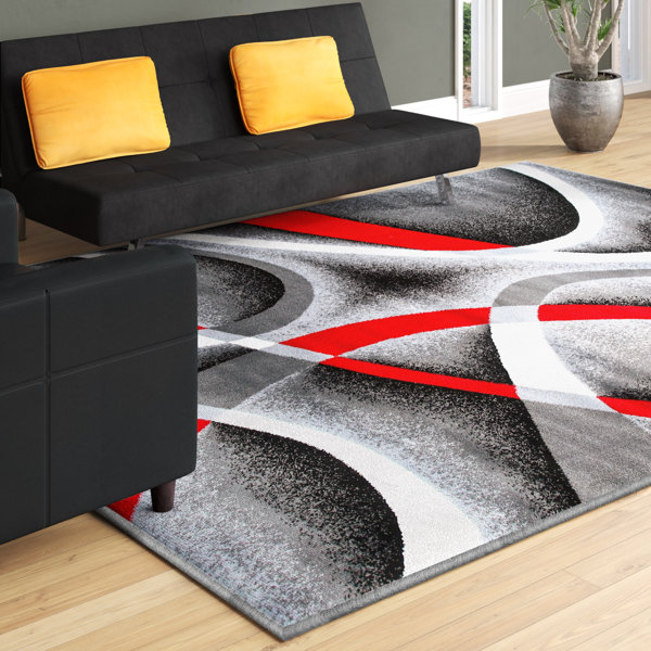 Orren Ellis Cherine Abstract Area Rug in Gray/Red & Reviews | Wayfair