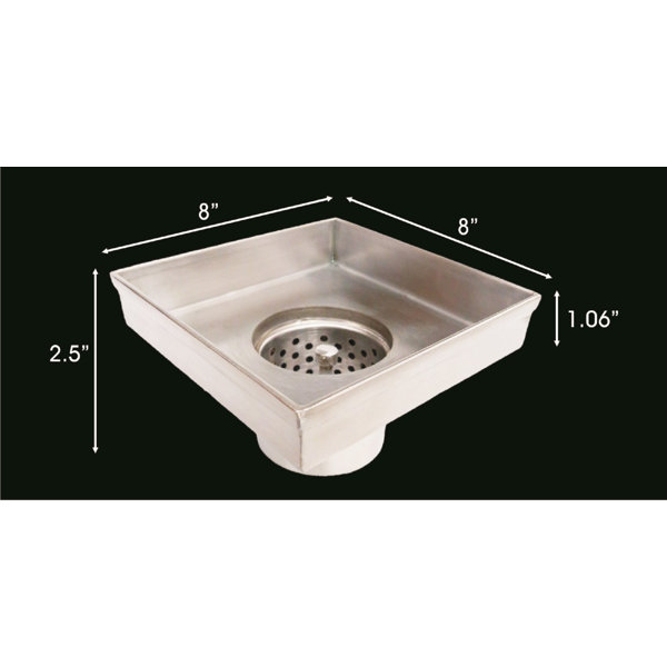 RELN Square 8 x 8 Inch Brushed 304 Stainless Steel Linear Grid Shower ...