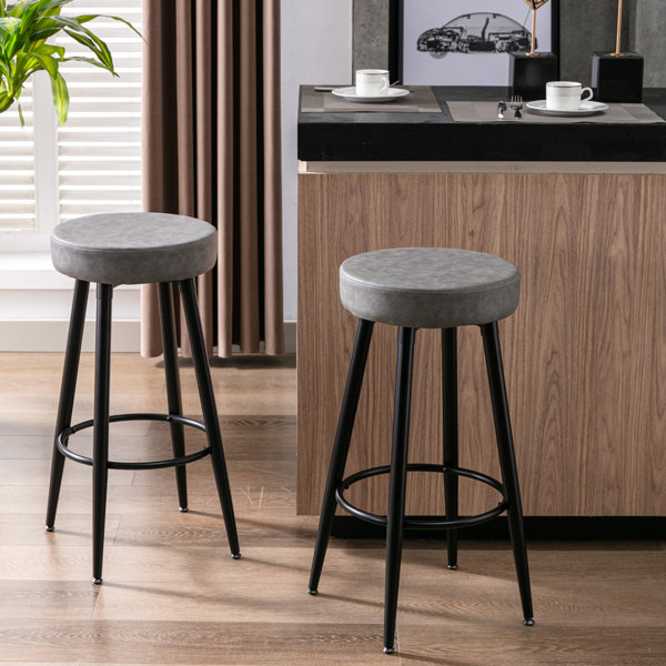 Corrigan Studio® 28" Backless Round Bar Stool, Kitchen Island Height ...