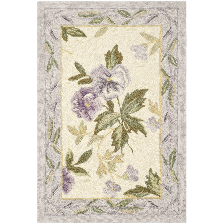 Lark Manor Hollander Floral Handmade Looped/Hooked Wool Area Rug in ...