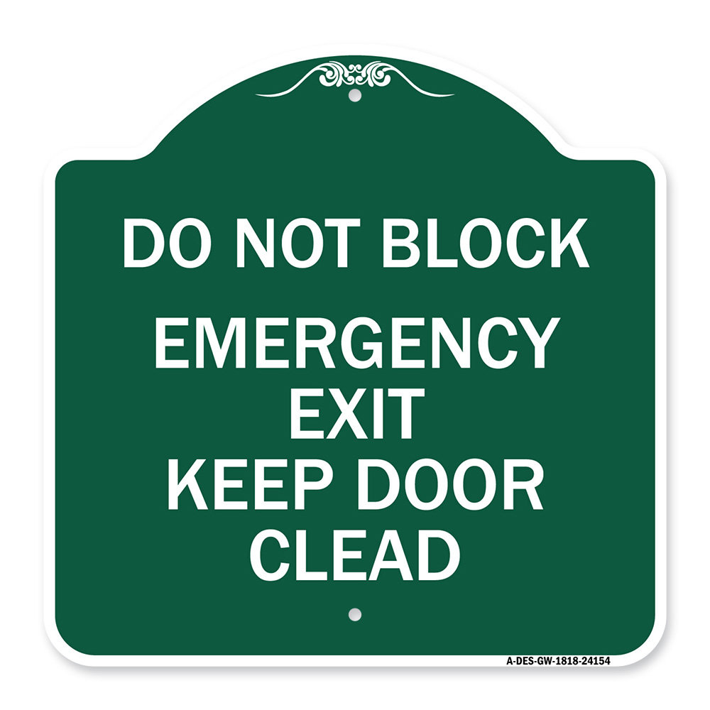 Signmission Designer Series Sign - Do Not Block, Emergency Exit Door ...