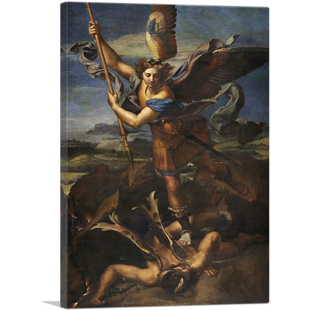 ARTCANVAS St. Michael Vanquishing Satan 1518 by Raphael - Wrapped ...