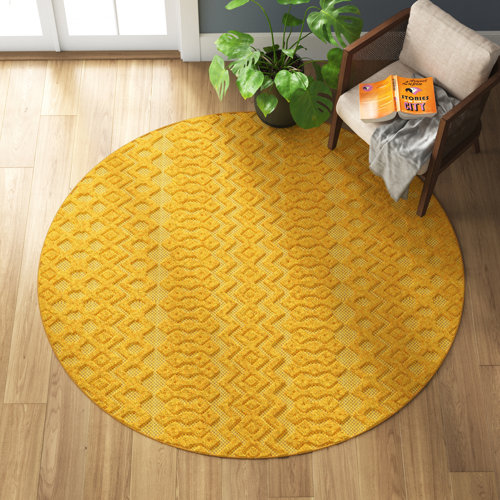 Langley Street Gritton Geometric Indoor / Outdoor Area Rug in Yellow ...
