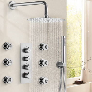 FontanaShowers Rome Rainfall Waterfall Remote Controlled LED Recessed ...