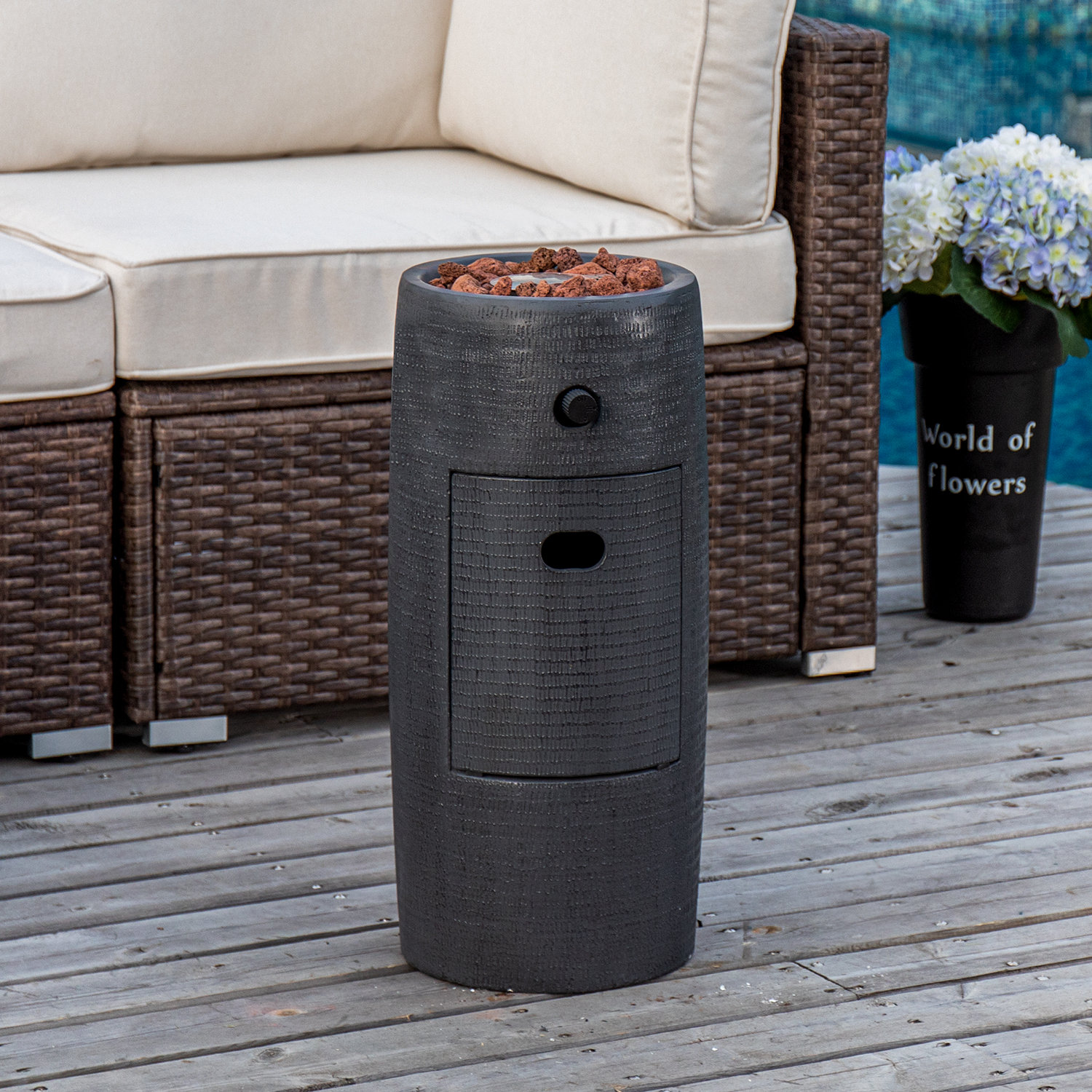 Latitude Run® 22'' H x 11'' W Magnesium Oxide Propane Outdoor Fire ...