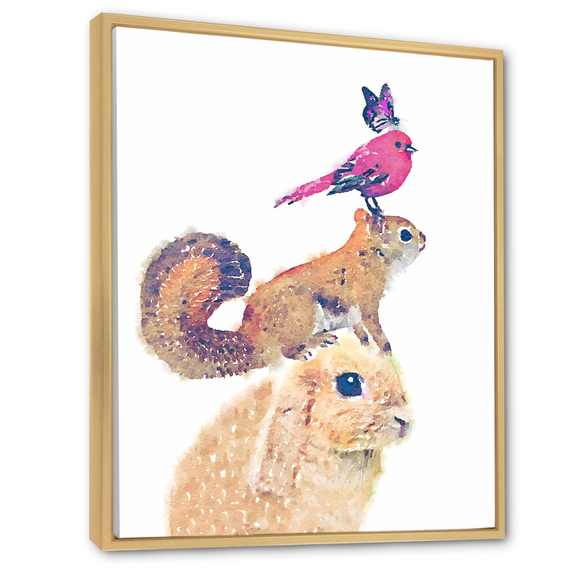 August Grove® Cartoon Rabbit Red Squirrel Bird And Cartoon Rabbit Red ...