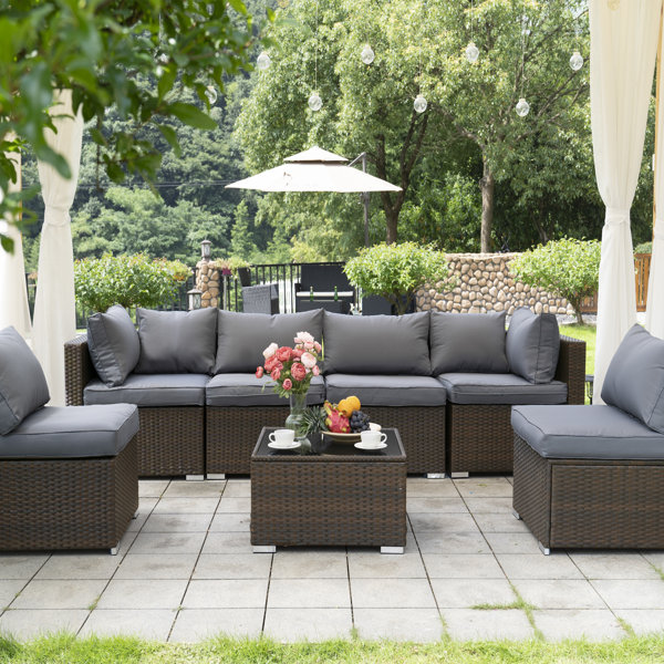 Latitude Run® Angeline Metal 6 - Person Seating Group with Cushions ...