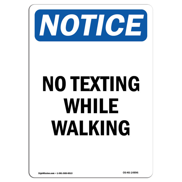 SignMission No Texting While Walking Sign | Wayfair