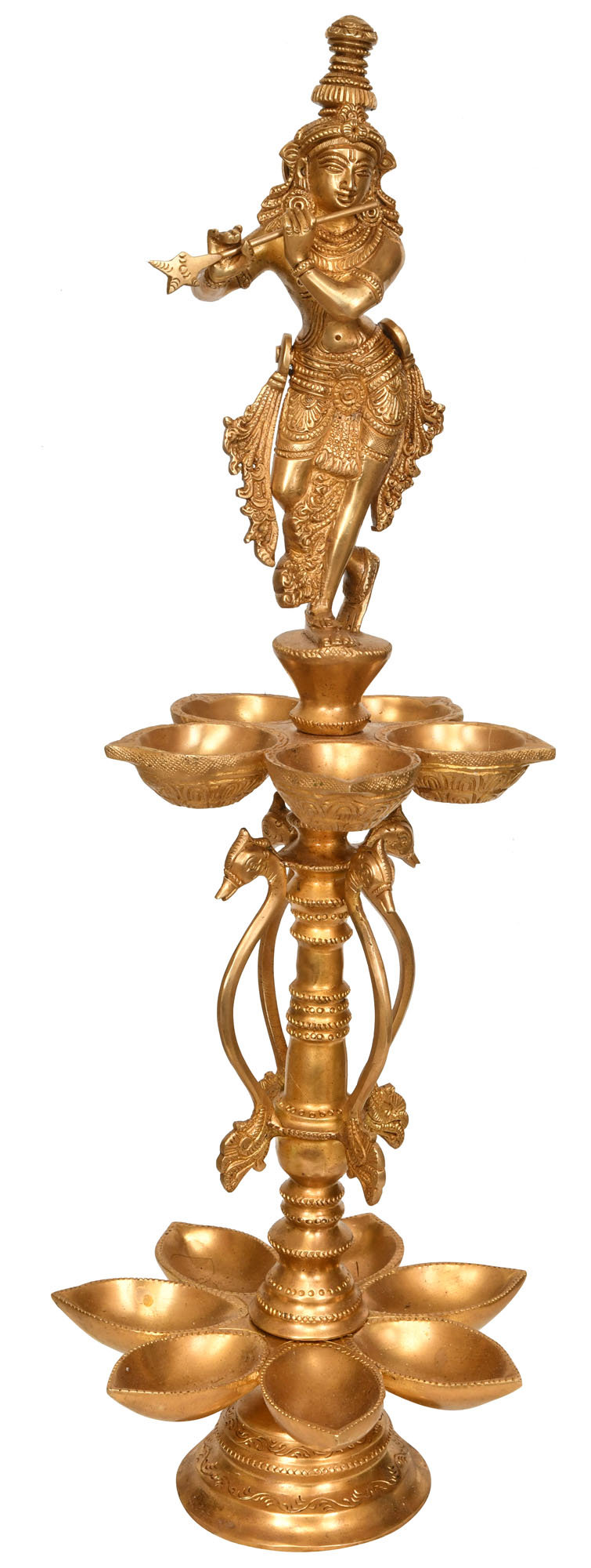 Exotic India Twelve Wick Lord Krishna Lamp | Wayfair