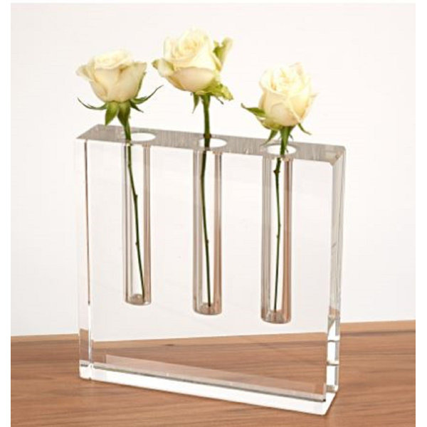 Orren Ellis Teniah Square Block Optical Crystal Vase | Wayfair