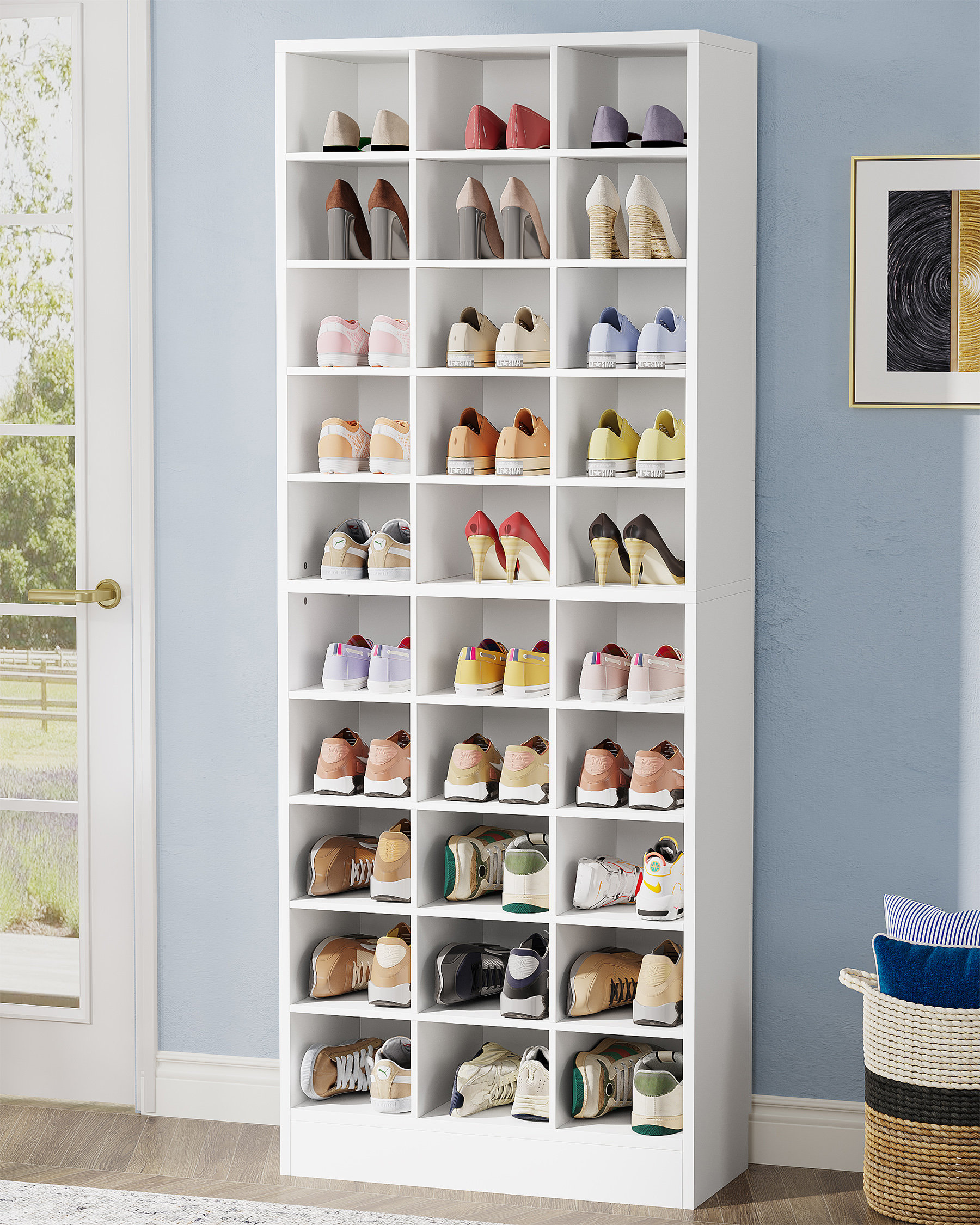 Hokku Designs 30 Pairs White Manufactured Wood Shoe Storage Cabinet ...