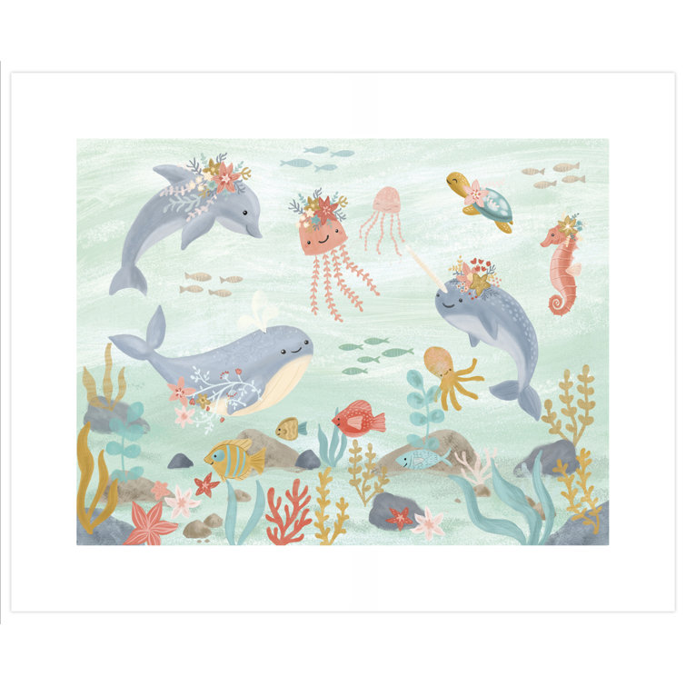 Painting Watercolor Kids initial print sea animals nursery decor sea ...