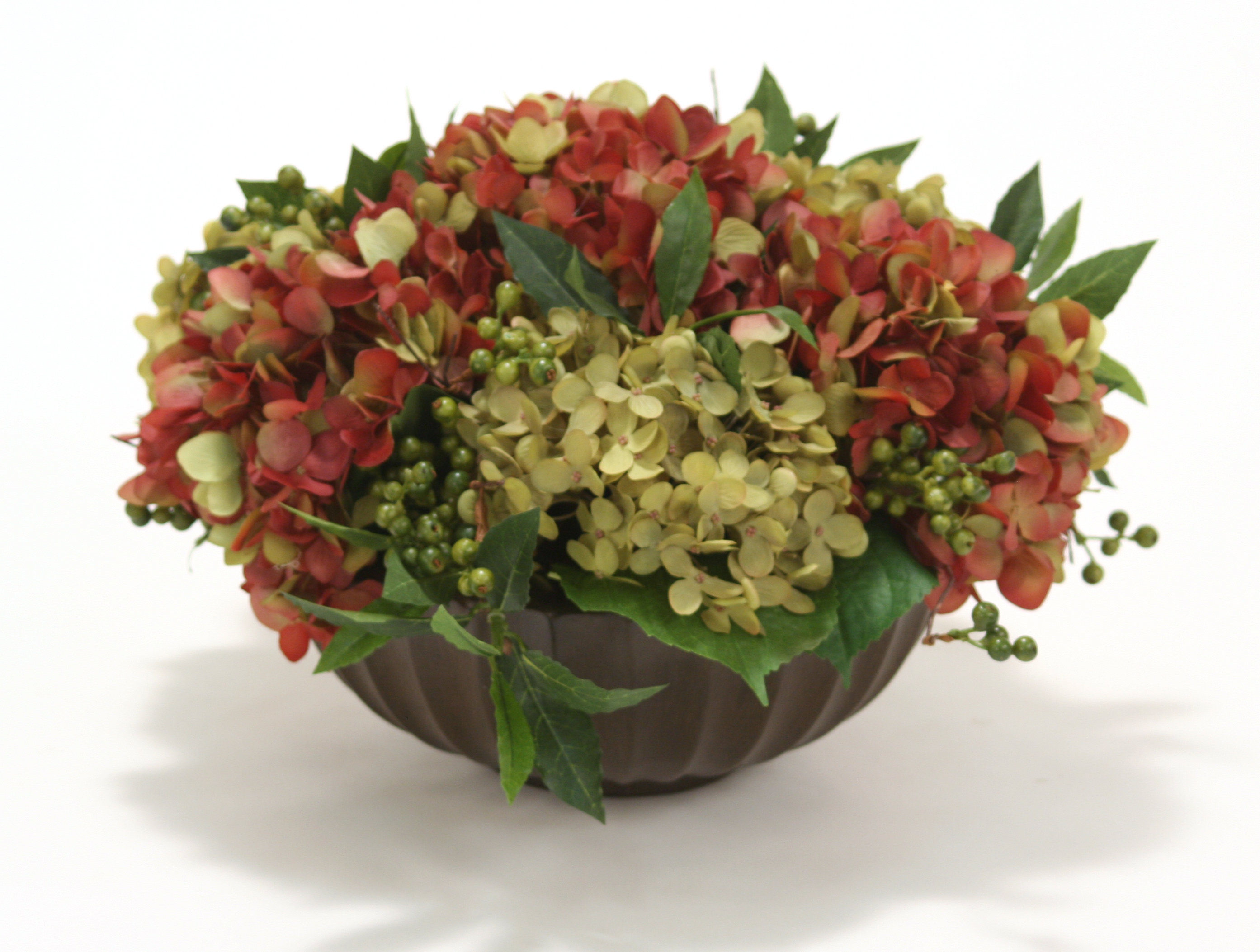 Distinctive Designs Mixed Hydrangeas in Fluted Bowl | Wayfair