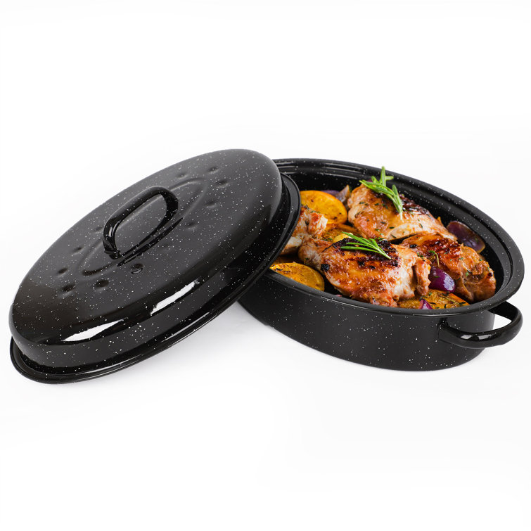 Symple Stuff Grullon 38cm Enamel Self Basting Roaster & Reviews ...