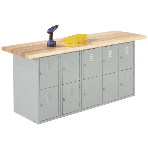 Shain Vertical Locker Unit Wood Top Workbench | Wayfair