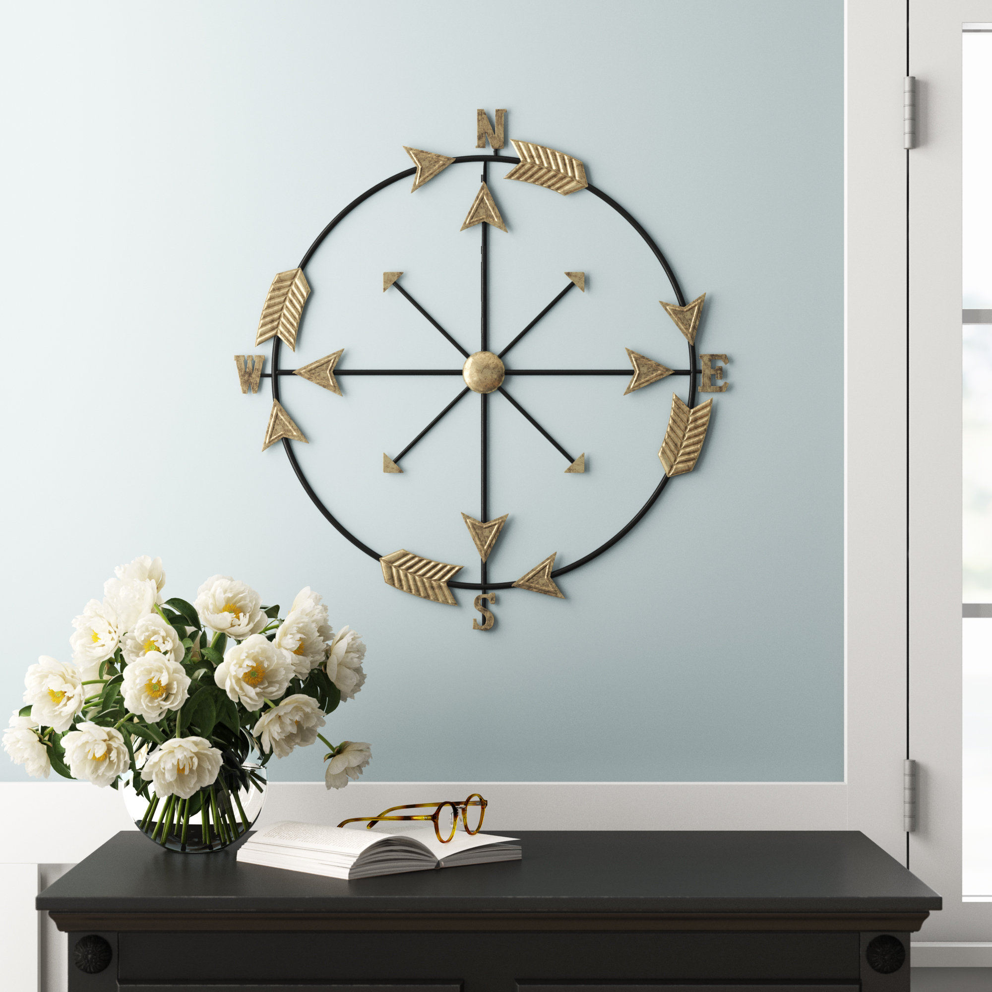 Breakwater Bay Wall Compass Arrow Accent Wall Décor & Reviews | Wayfair
