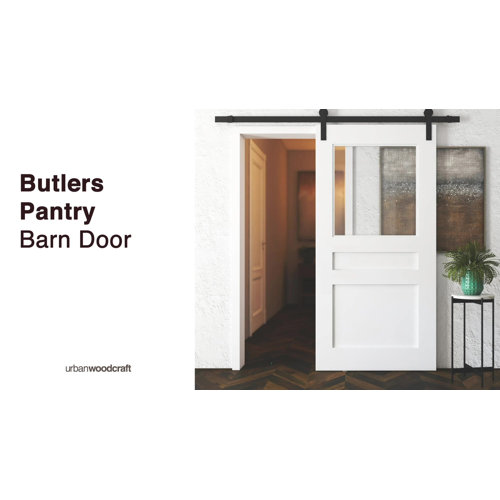 Urban Woodcraft Paneled Wood and Glass Painted Butler's Pantry Barn ...