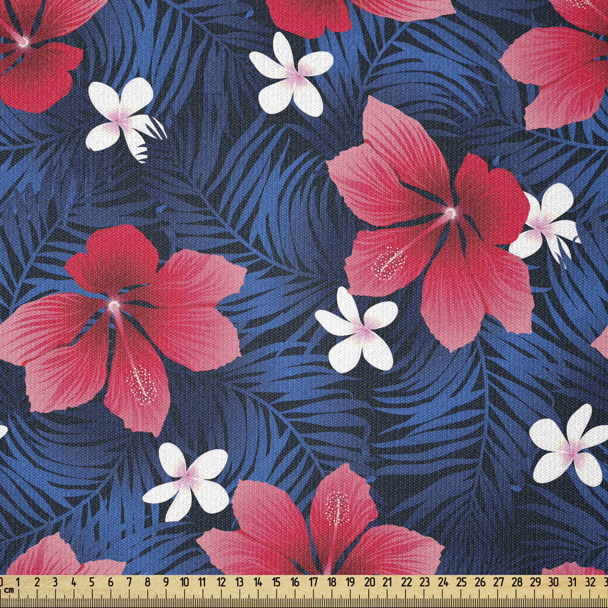 East Urban Home Navy And Blush Fabric By The Yard, Exotic Flora Pattern ...